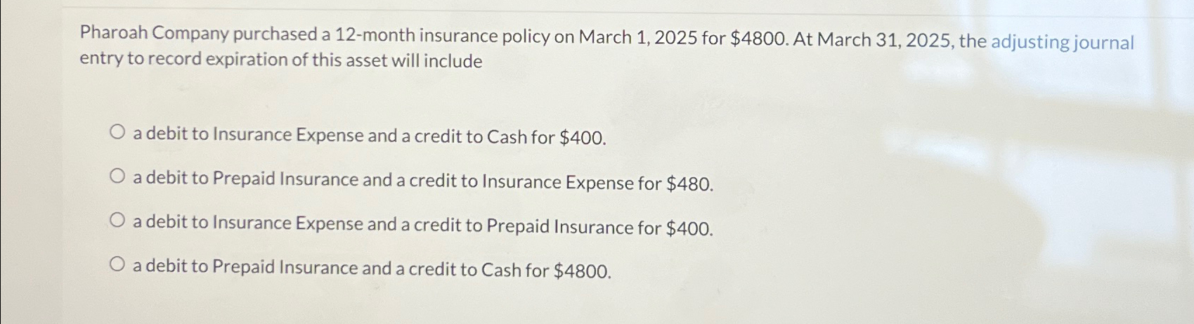 Solved Pharoah Company purchased a 12-month insurance policy | Chegg.com