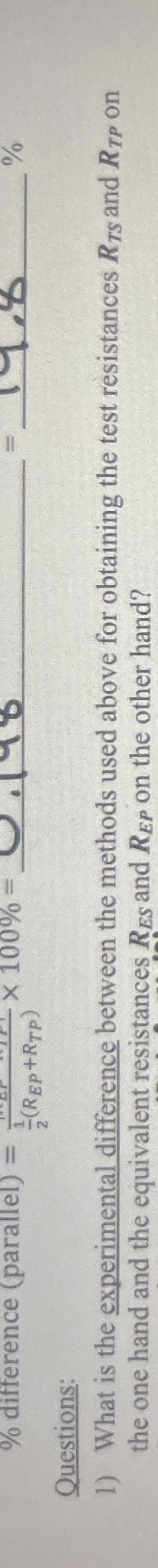 Solved Questions:What is the experimental difference between | Chegg.com