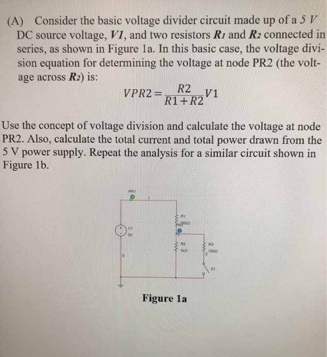 Solved circuts1 voltage divider problem, please use the | Chegg.com