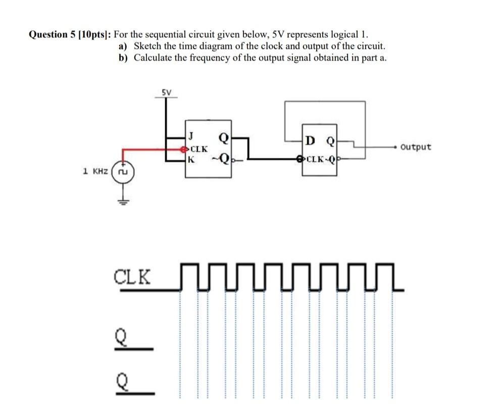 Solved Question 5 [10pts]: For the sequential circuit given | Chegg.com
