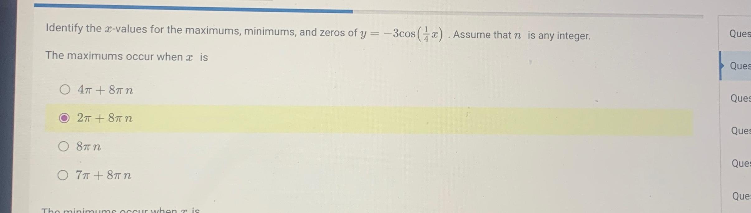 Solved Identify the x-values for the maximums, minimums, and | Chegg.com