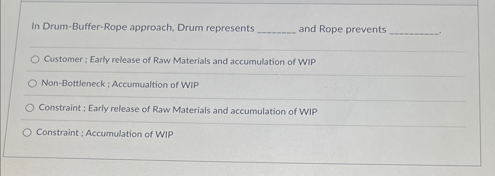 Solved In Drum-Buffer-Rope approach, Drum represents ﻿and | Chegg.com