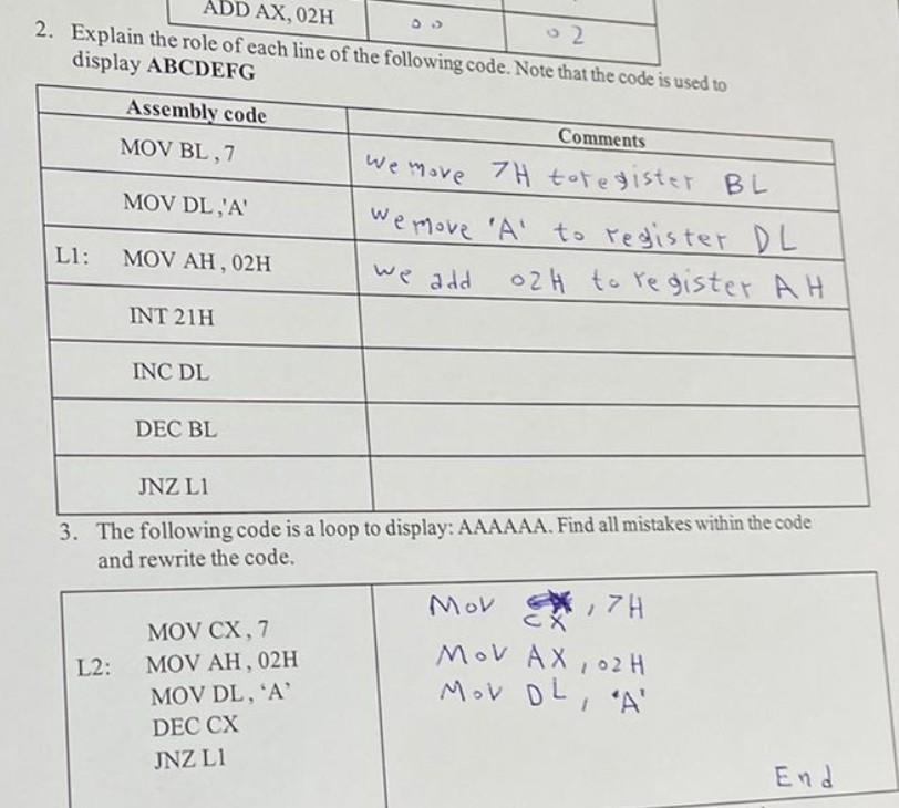 Solved display ABCDEFG 3. The following code is a IOop to | Chegg.com
