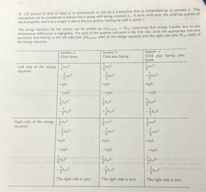 Solved 3. (12 points) A child of mass m is momentarily at | Chegg.com