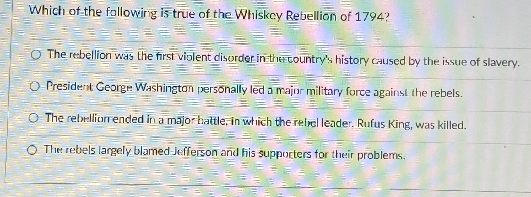 Solved Which of the following is true of the Whiskey | Chegg.com