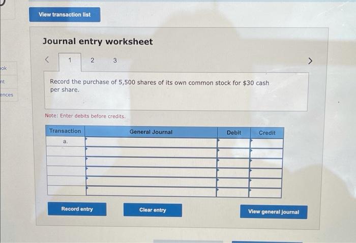 Solved 2. Prepare the stockholders' equity section after the | Chegg.com