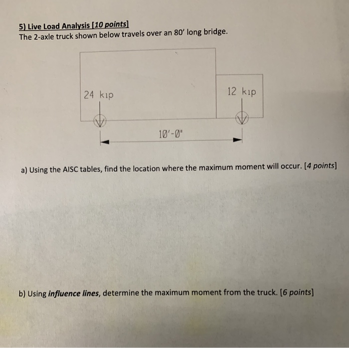 Solved 5) Live Load Analysis (10 points) The 2-axle truck | Chegg.com