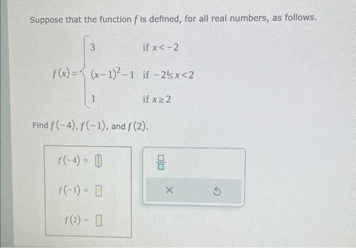 Solved Suppose that the function f is defined, for all real | Chegg.com