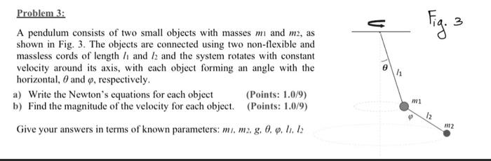 Solved A pendulum consists of two small objects with masses | Chegg.com