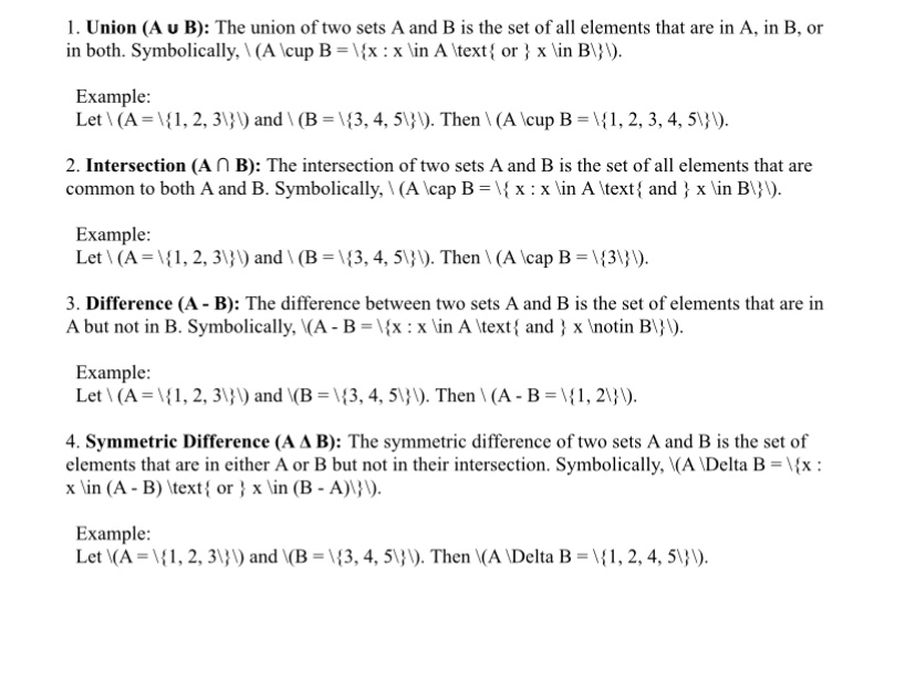 Solved Union (A u B): The union of two sets A and B ﻿is the | Chegg.com