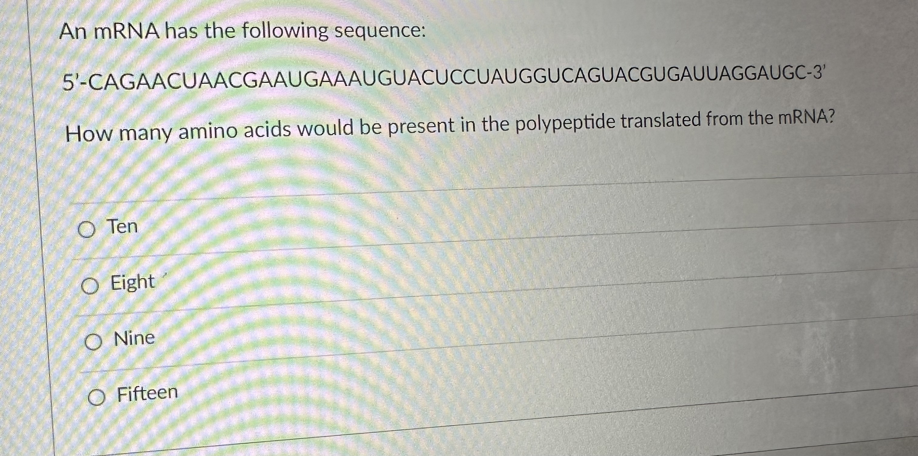 Solved An mRNA has the following | Chegg.com