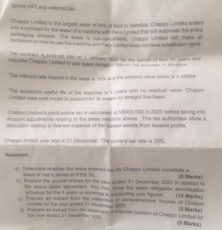 Solved Chappo Limited is the largest seller of bird of food | Chegg.com