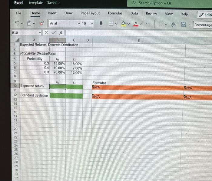 Solved Excel Online Structured Activity: Expected Returns: | Chegg.com