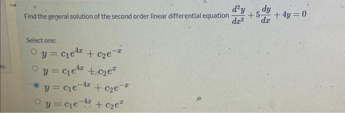 Solved Find the general solution of the second order linear | Chegg.com