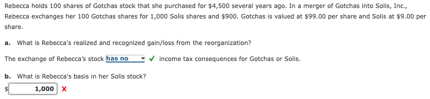 Solved Rebecca holds 100 ﻿shares of Gotchas stock that she | Chegg.com