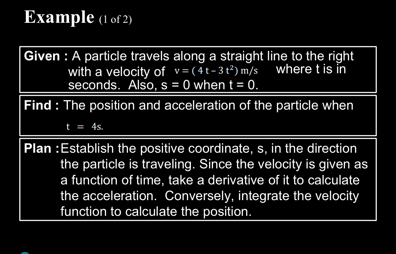 Solved Example ?(1 of 2) Given : A particle travels along a | Chegg.com