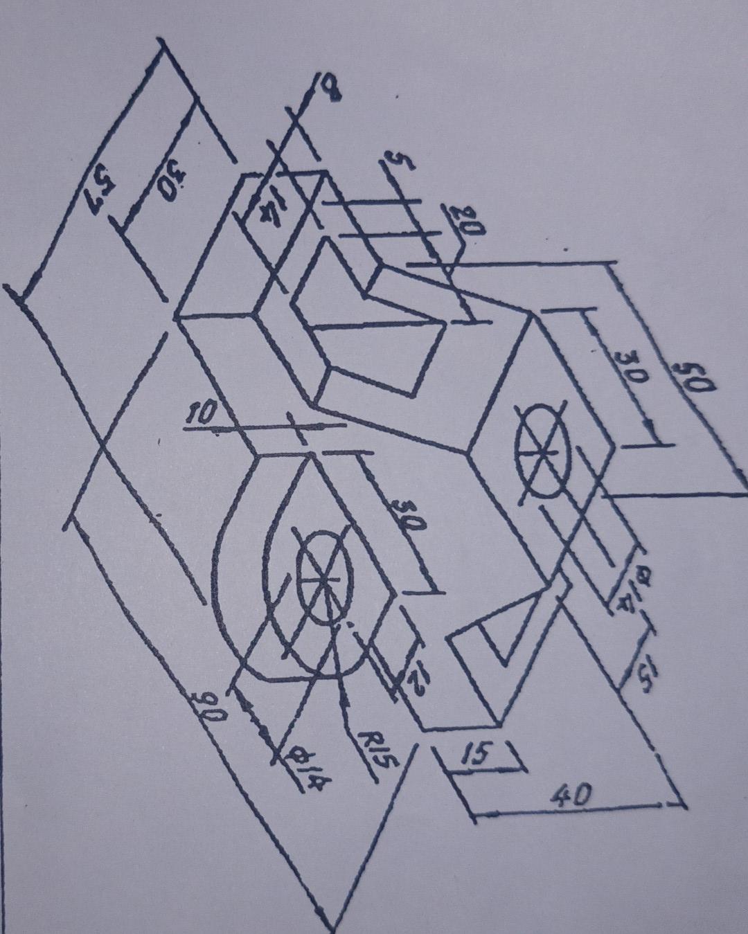 Solved draw the front view at the left and side the right | Chegg.com