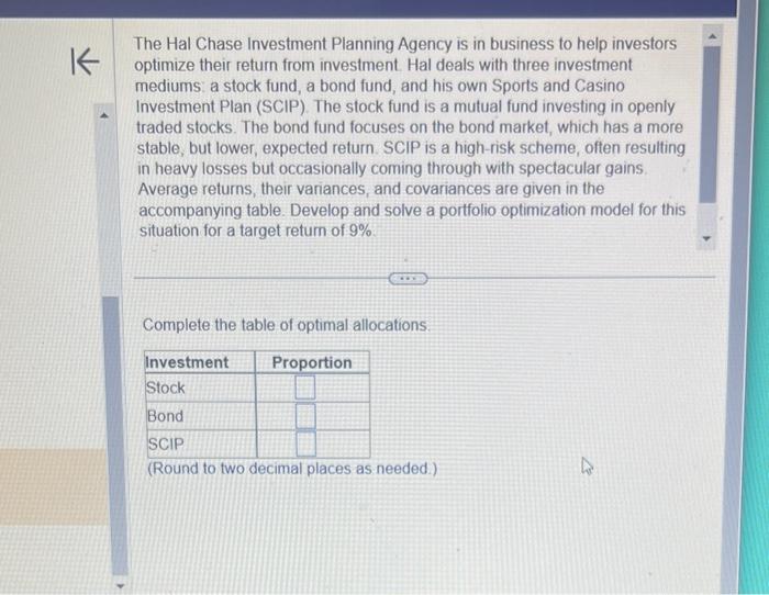 Solved The Hal Chase Investment Planning Agency is in | Chegg.com
