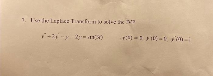 Solved 7 Use The Laplace Transform To Solve The Ivp Y