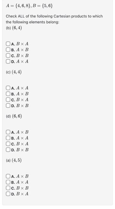 Solved Let A={5,8}, B={p,q}C={r,v} How many elements are in | Chegg.com