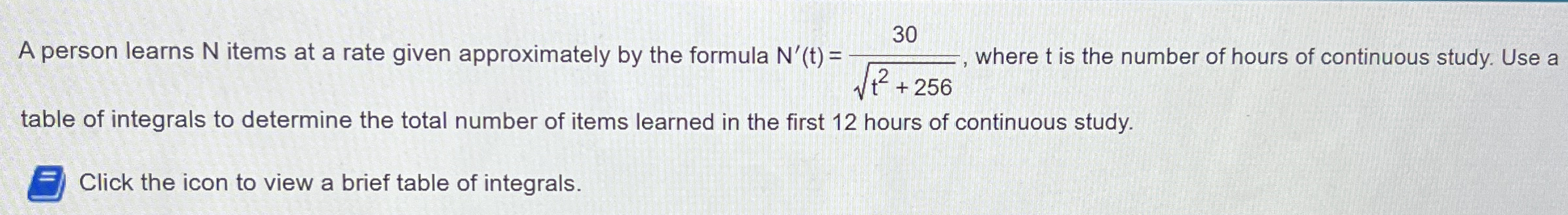 Solved A person learns N ﻿items at a rate given | Chegg.com