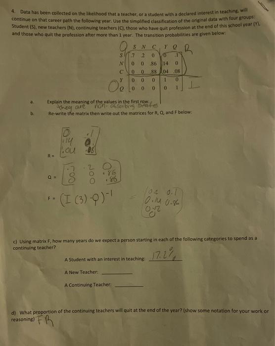Solved 4. Data has been collected on the likelihood that a | Chegg.com