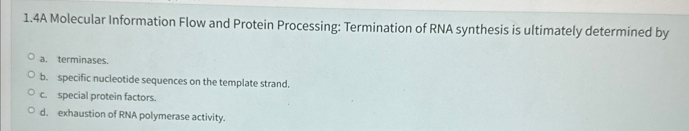 Solved 1.4A Molecular Information Flow and Protein | Chegg.com