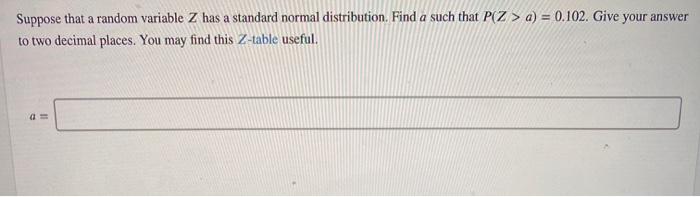 Solved Suppose that a random variable Z has a standard | Chegg.com