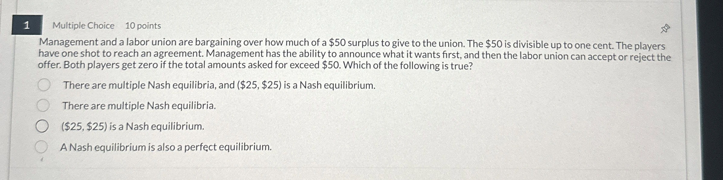 Solved 1Multiple Choice10 ﻿pointsManagement and a labor | Chegg.com