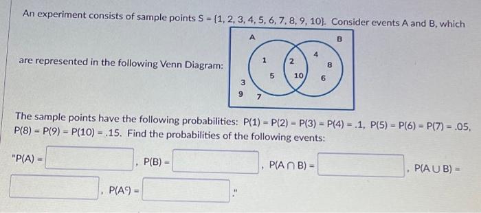 Solved An experiment consists of sample points S = {1, 2, 3, | Chegg.com