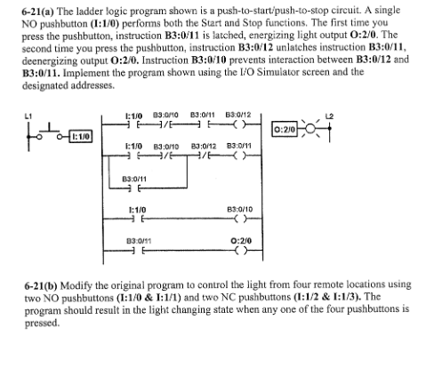Solved 6-21(a) ﻿The ladder logic program shown is a | Chegg.com