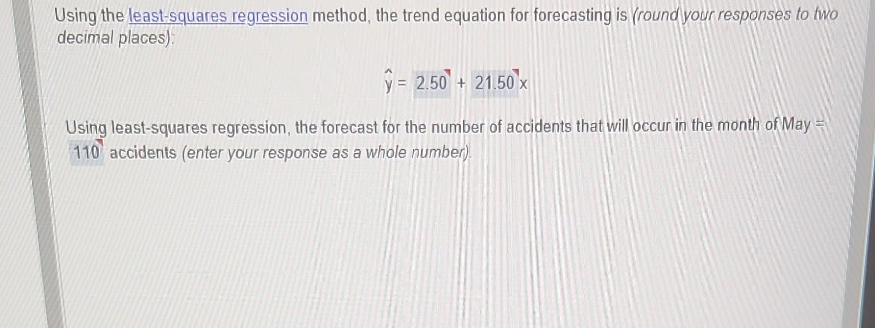 Solved Using the least-squares regression method, the trend | Chegg.com