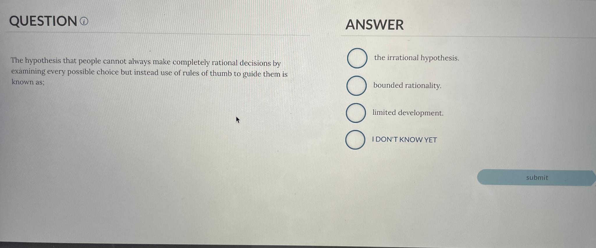Solved QUESTION o.ANSWERThe hypothesis that people cannot | Chegg.com