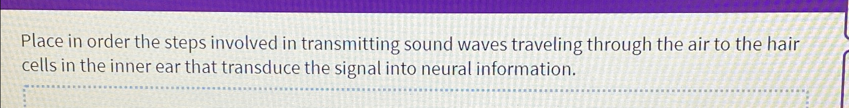 Solved Place in order the steps involved in transmitting | Chegg.com