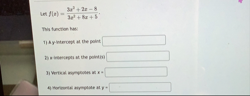 Solved Let f(x)=3x2 2x-83x2 8x 5This function | Chegg.com