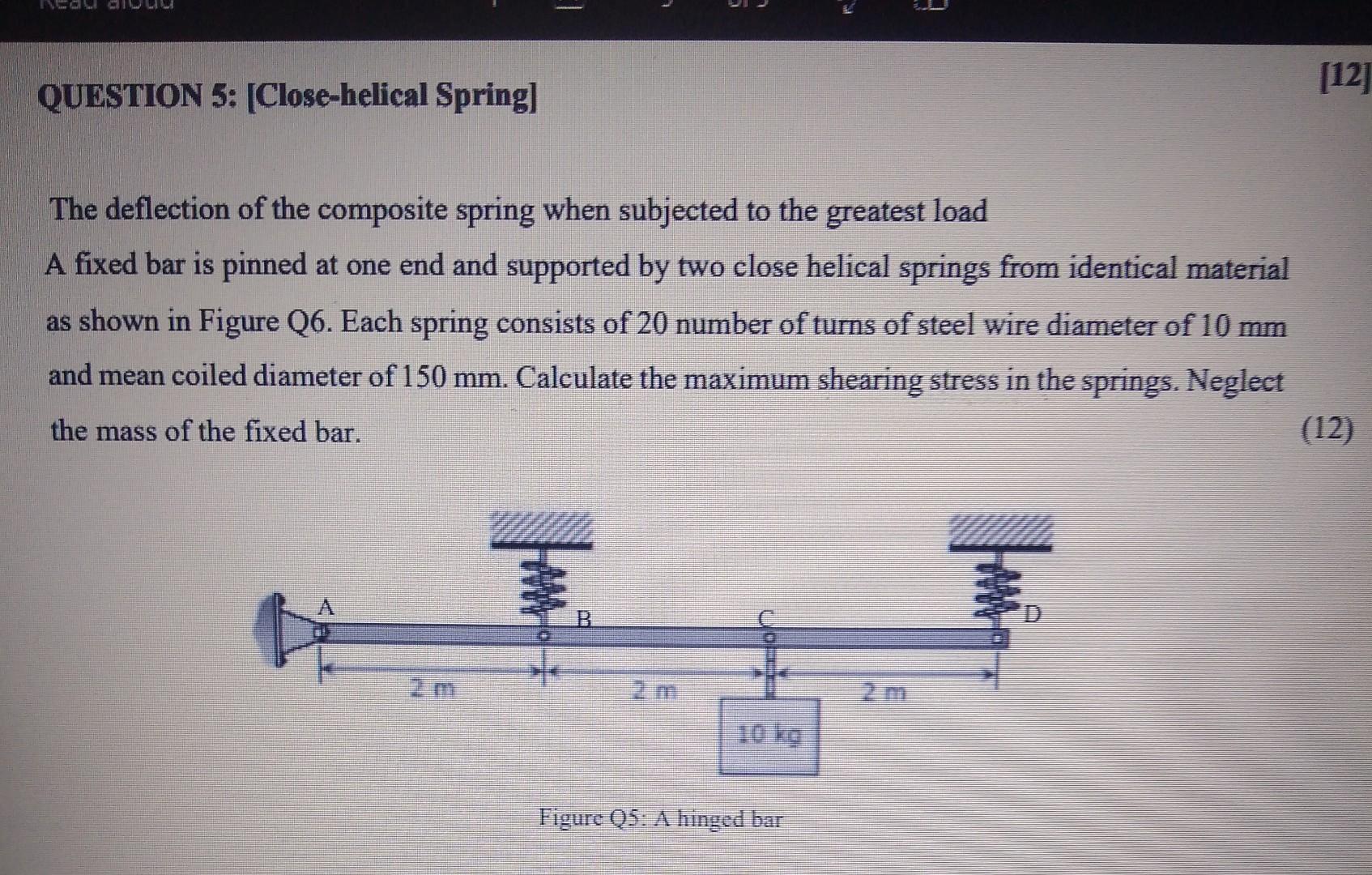 Solved The deflection of the composite spring when subjected | Chegg.com
