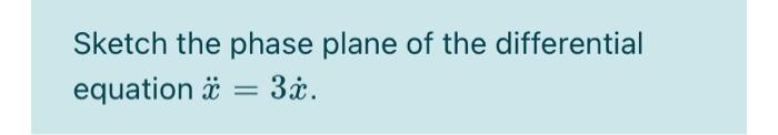 Solved Sketch the phase plane of the differential equation ä | Chegg.com