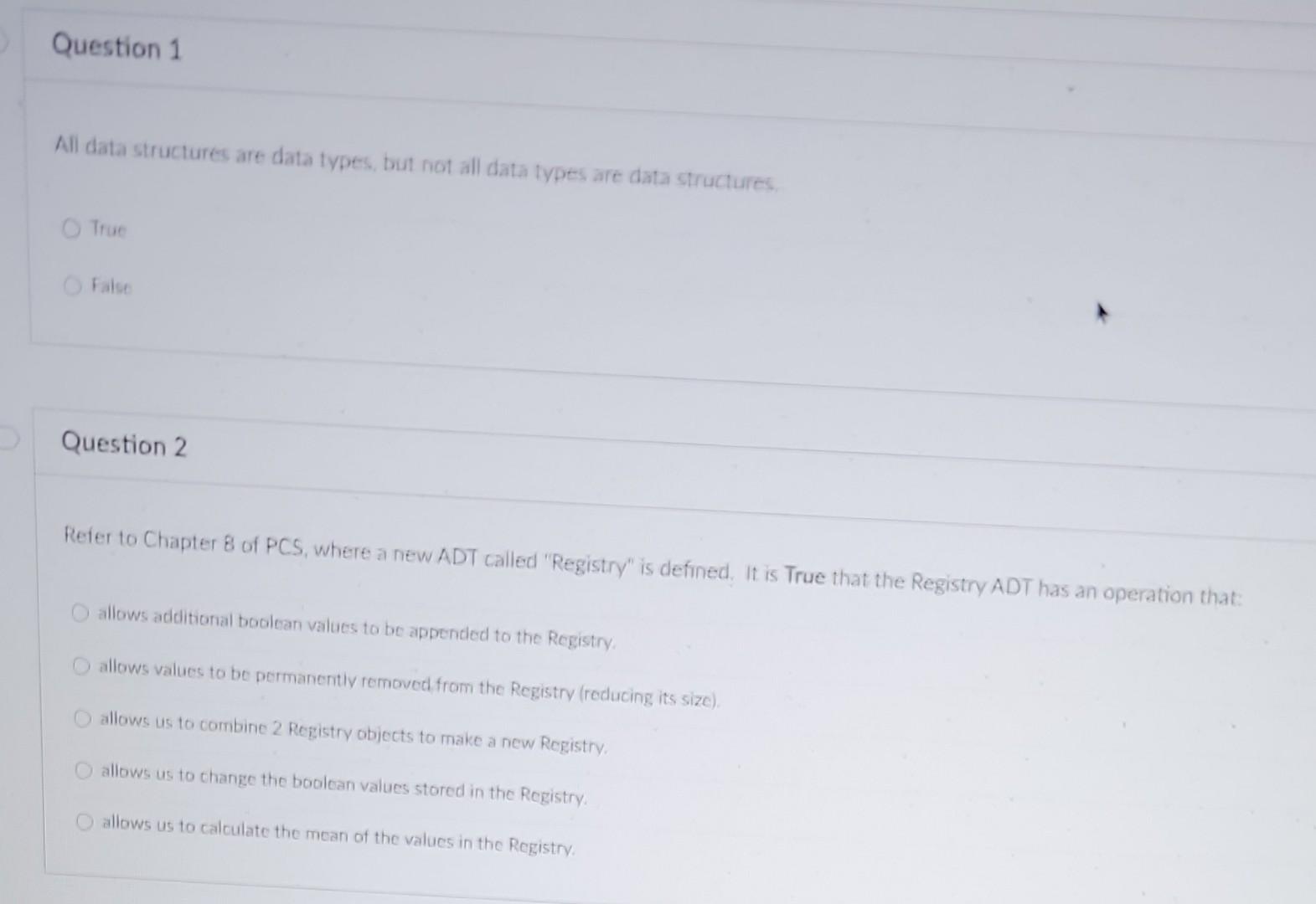 Solved All data structures are data types, but not all data | Chegg.com