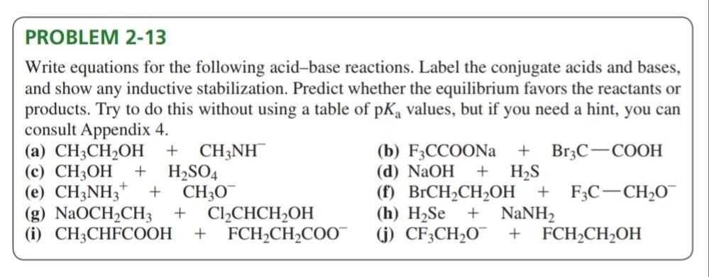 Solved Write equations for the following acid-base | Chegg.com