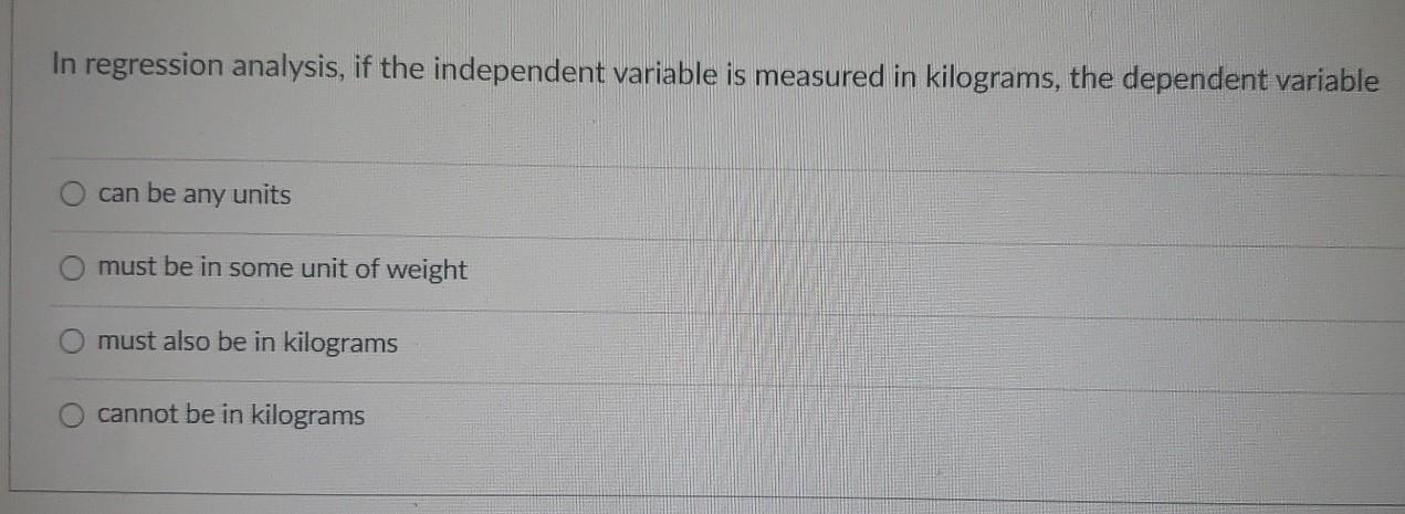 Solved In regression analysis, if the independent variable | Chegg.com