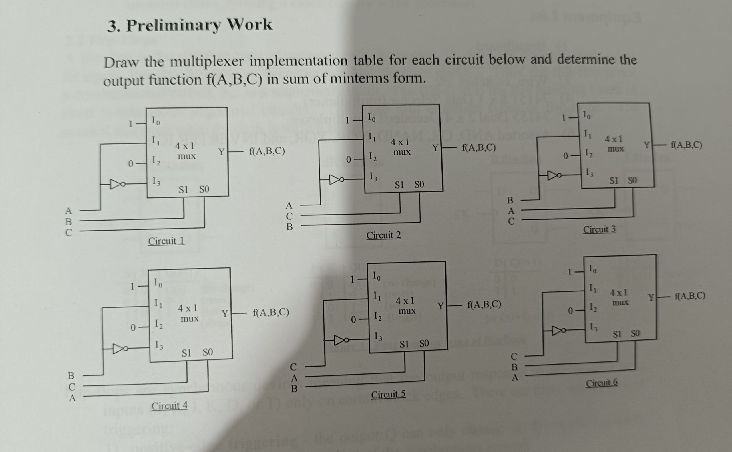 Solved Preliminary WorkDraw the multiplexer implementation | Chegg.com