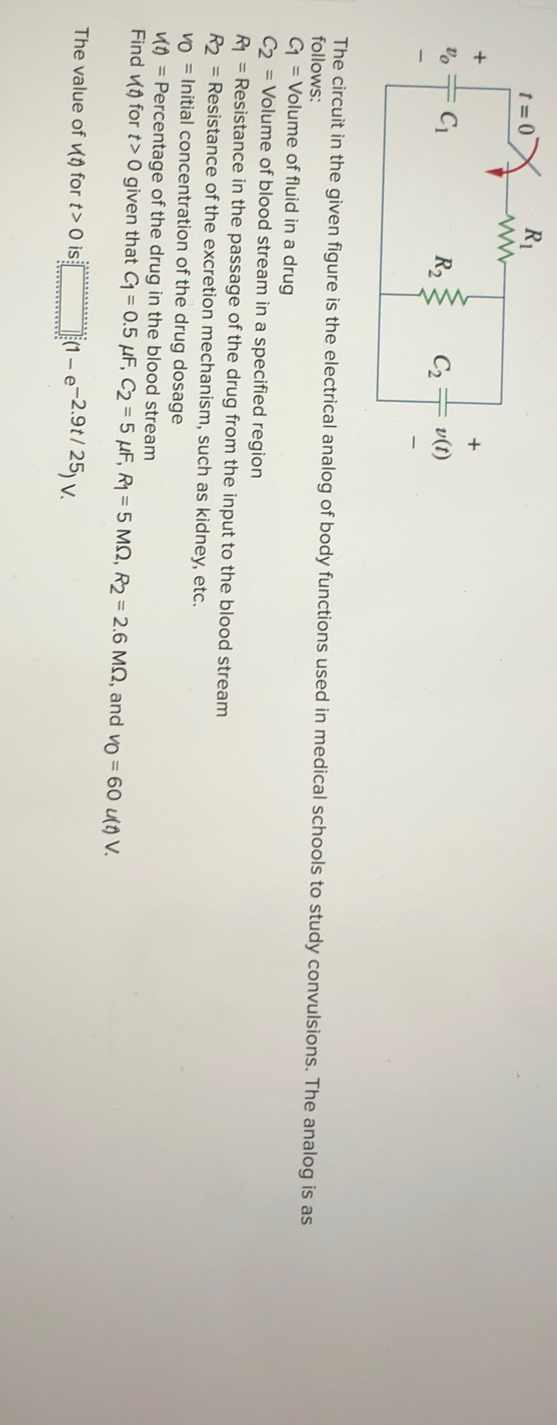 Solved The circuit in the given figure is the electrical | Chegg.com