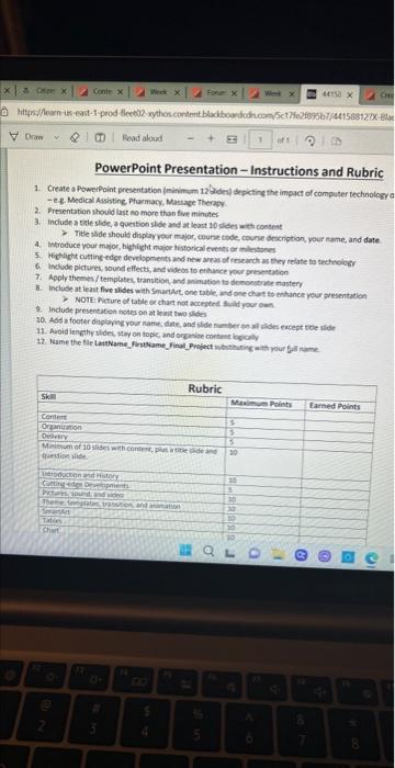 PowerPoint Presentation - Instructions and Rubric 1. | Chegg.com