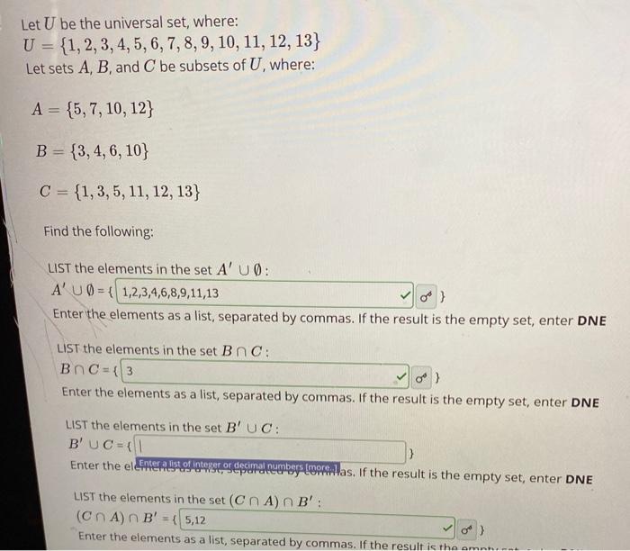 Solved Let U be the universal set, where: U = {1, 2, 3, 4, | Chegg.com