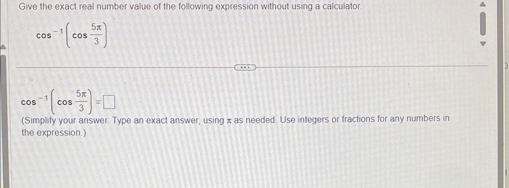 Solved Give the exact real number value of the following | Chegg.com