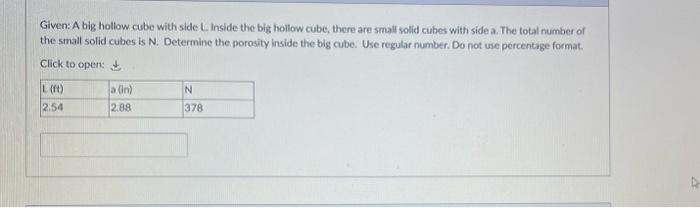 Solved Given: A big hollow cube with side L. Inside the big | Chegg.com