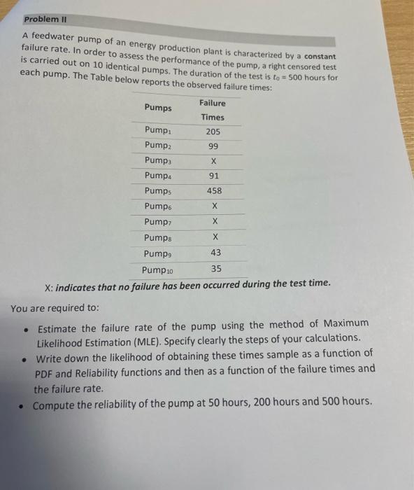 Solved Problem II A feedwater pump of an energy production | Chegg.com