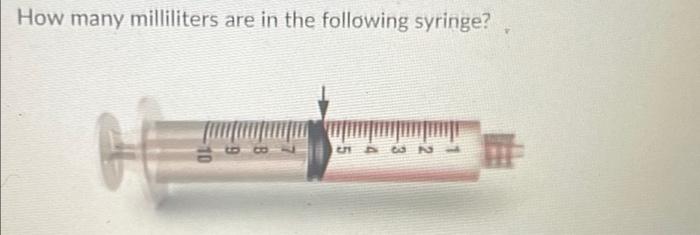 Solved How many milliliters are in the following syringe? 어 | Chegg.com