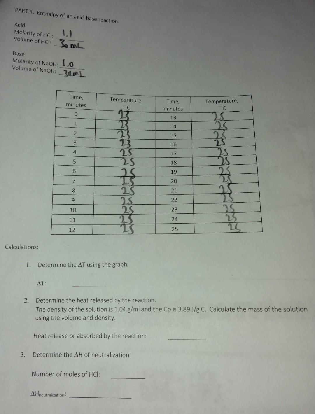 1.Plot a graph, plot temperature vs time based of the | Chegg.com