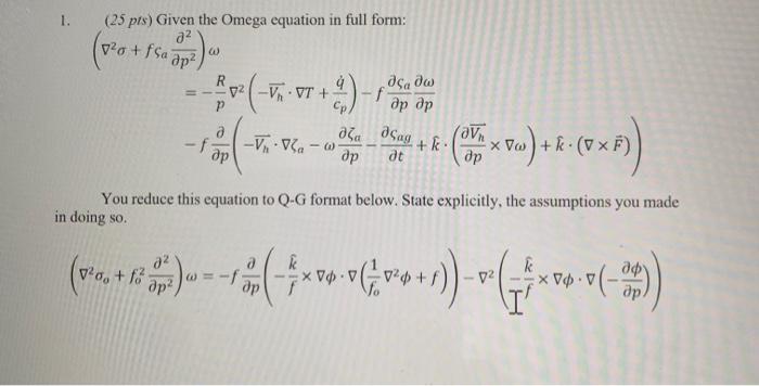Solved vo + f sa а) (25 pts) Given the Omega equation in | Chegg.com